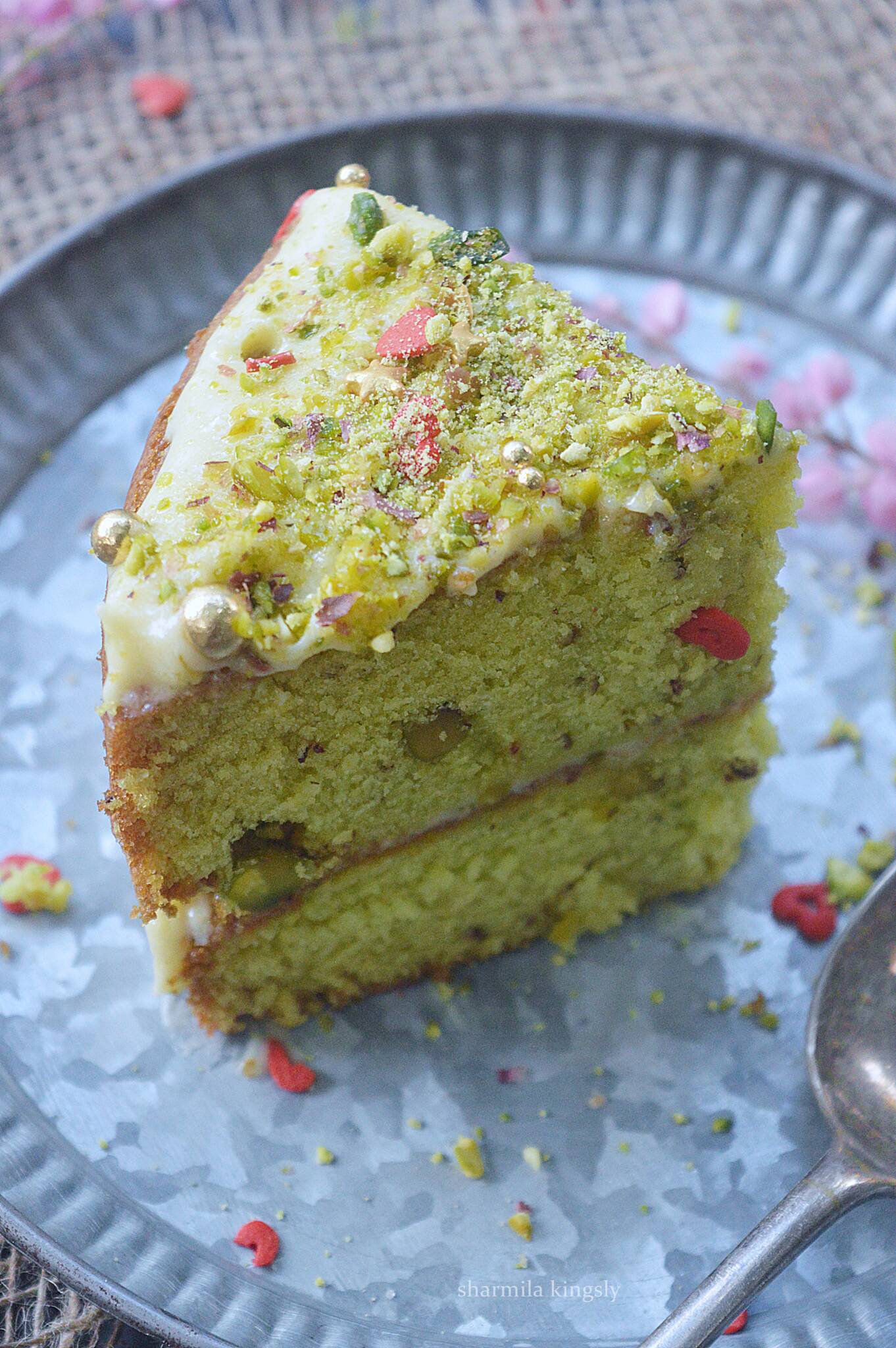 Pistachio Sponge Cake | Pista Cake - Cook with Sharmila