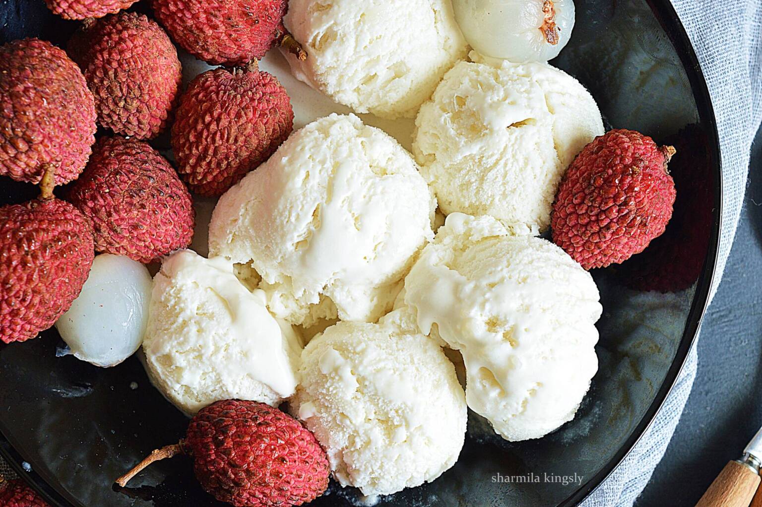 Litchi Ice Cream - Cook with Sharmila
